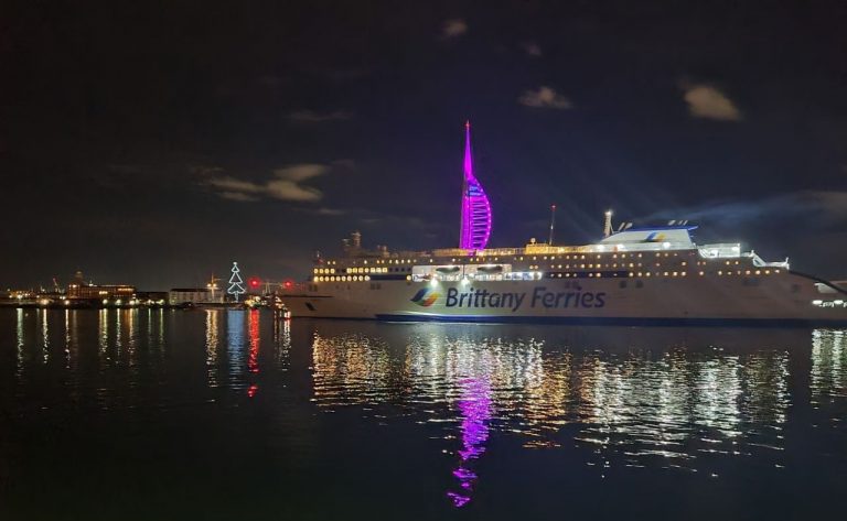 Galicia passing Spinnaker Tower – Picture credit Ryan Murphy – Brittany Ferries