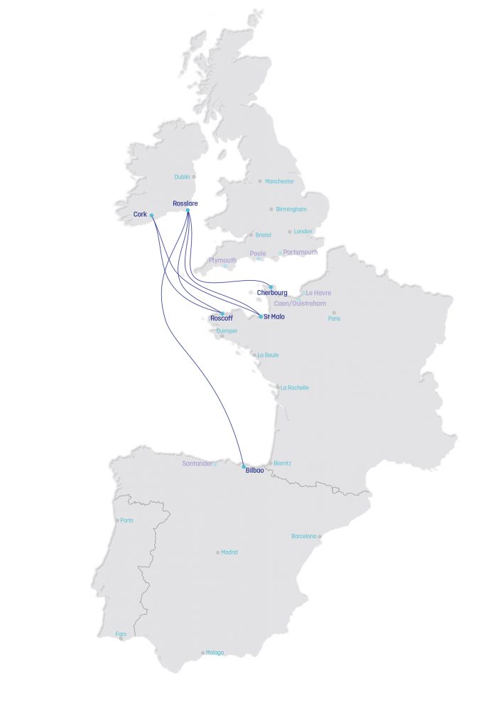 Freight Route Map Ireland (irish routes only) 2021 – Brittany Ferries