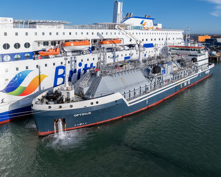 Titan bunker barge Optimus and Brittany Ferries Saint Malo – photo ...