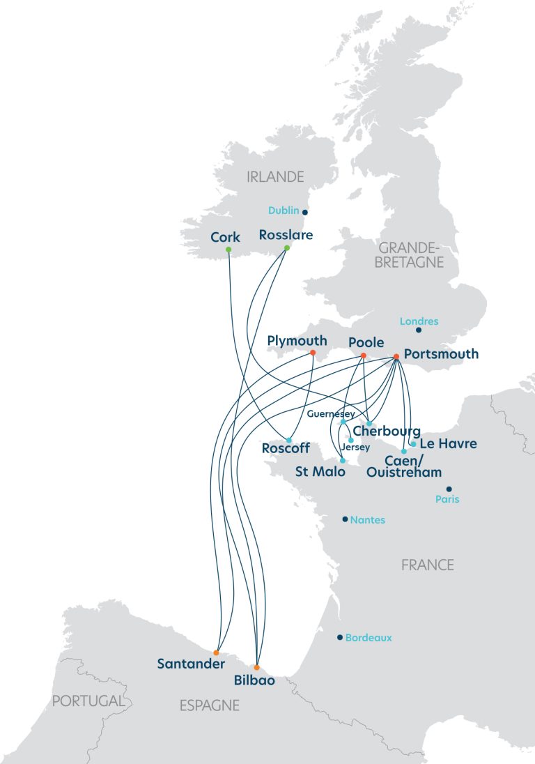 CARTE DES LIGNES 2025 – Brittany Ferries